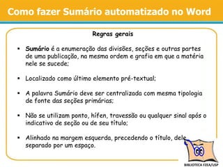 Como fazer Sumário Automatizado | PDF