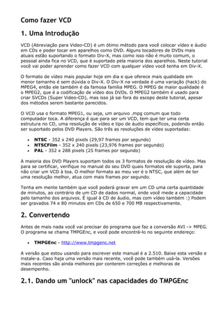 Como fazer vcd | PDF