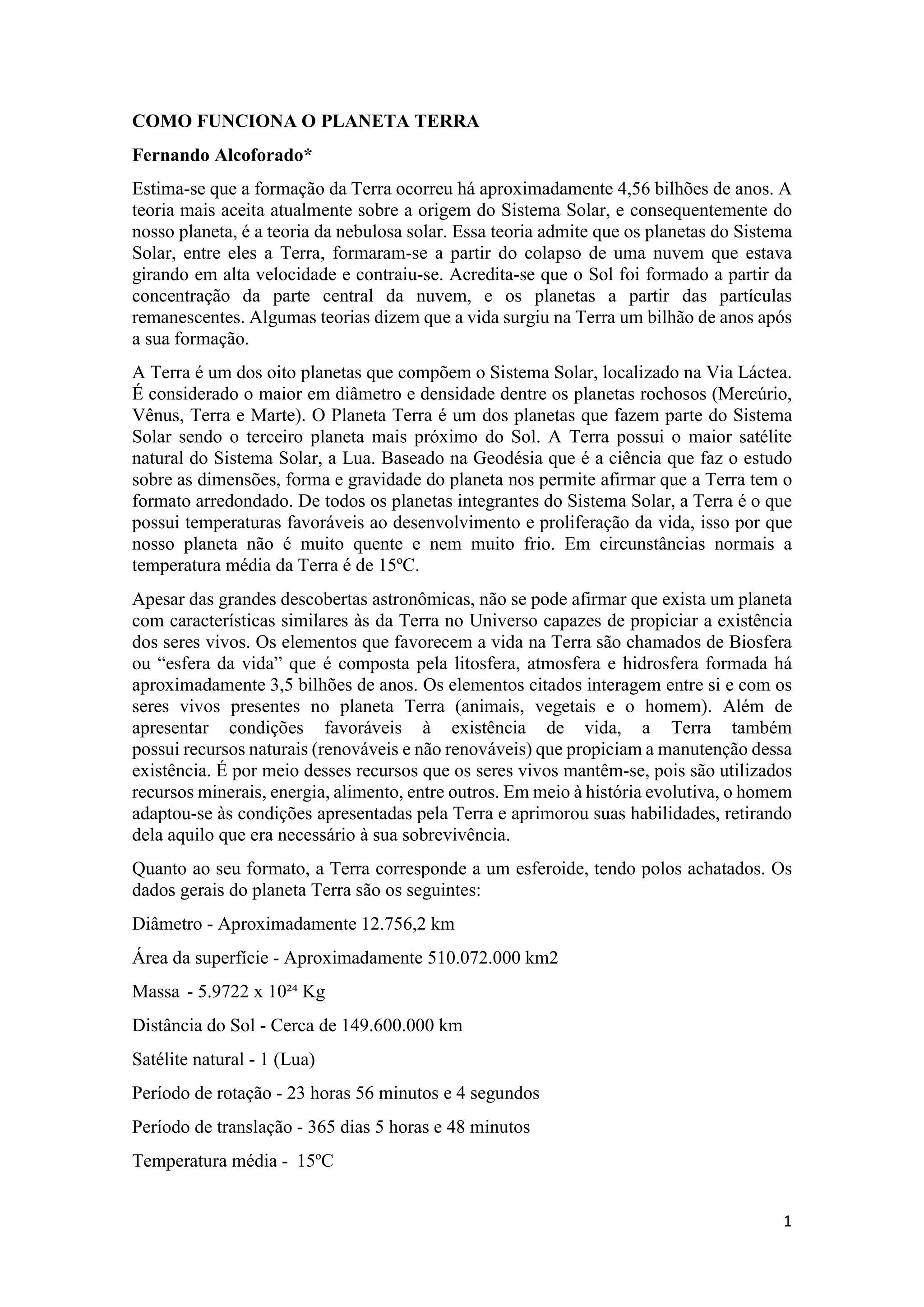 Como funciona o planeta terra | PDF