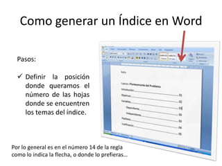 Como generar un índice en word | PPTX