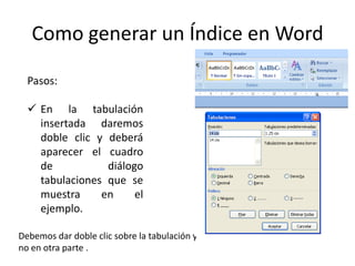 Como generar un índice en word | PPTX