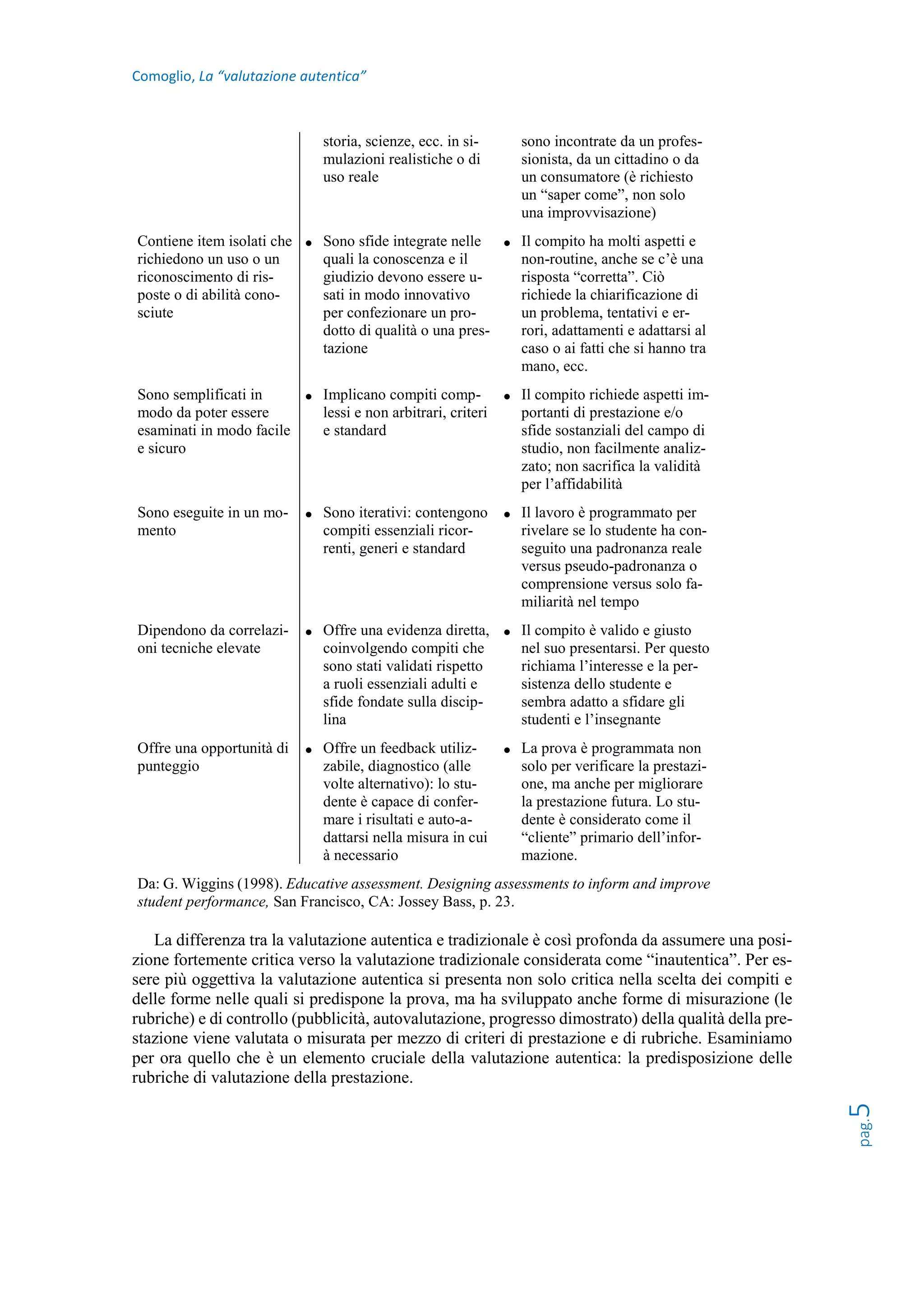 Comoglio, la valutazione autentica | PDF