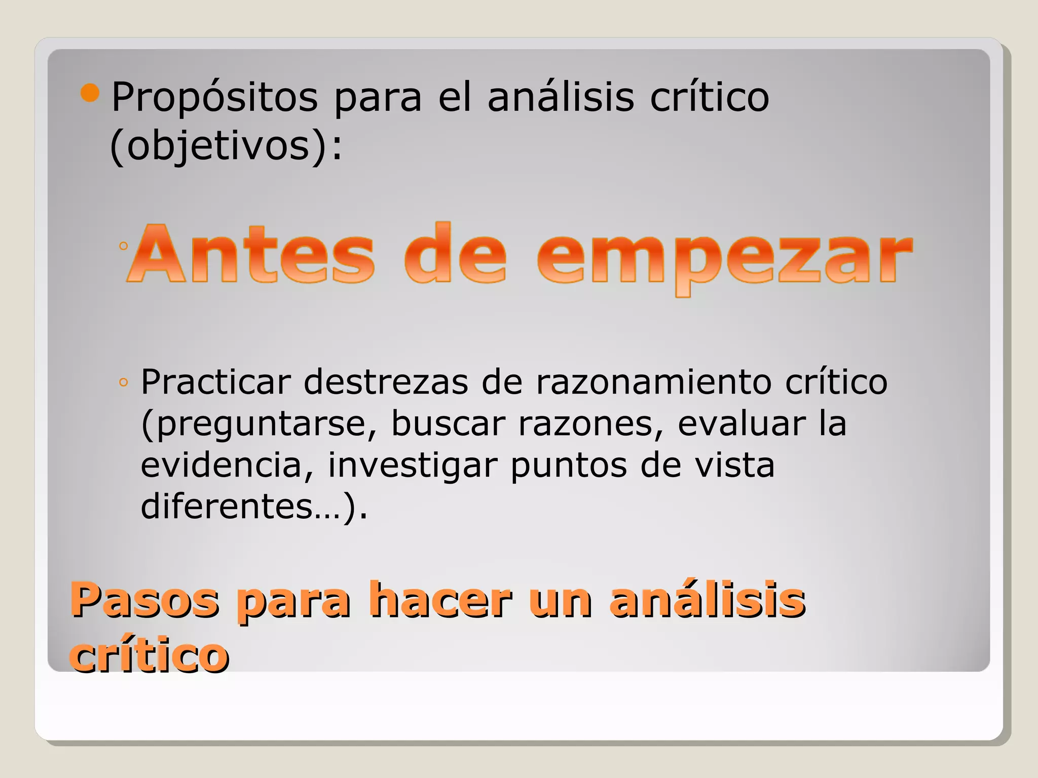 Como Hacer Un Análisis Crítico Ppt