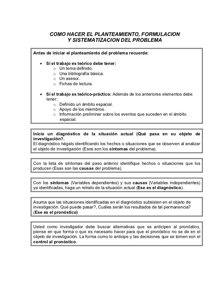 Como Hacer El Planteamiento Formulacion