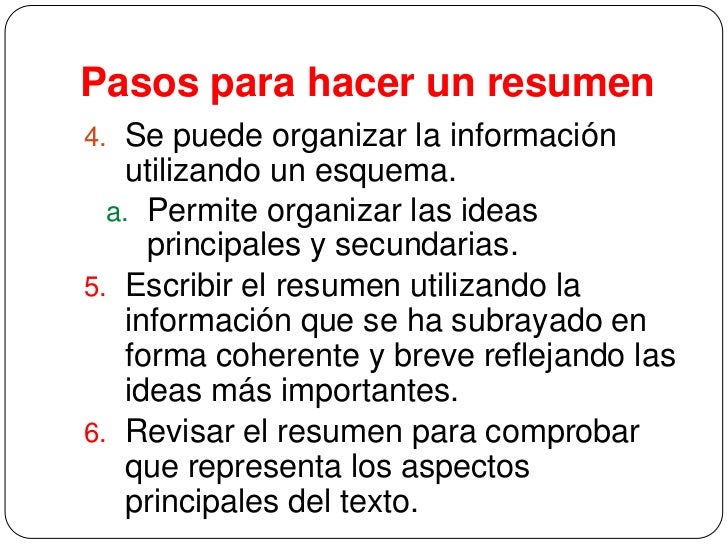 Pasos Para Hacer Un Resumen
