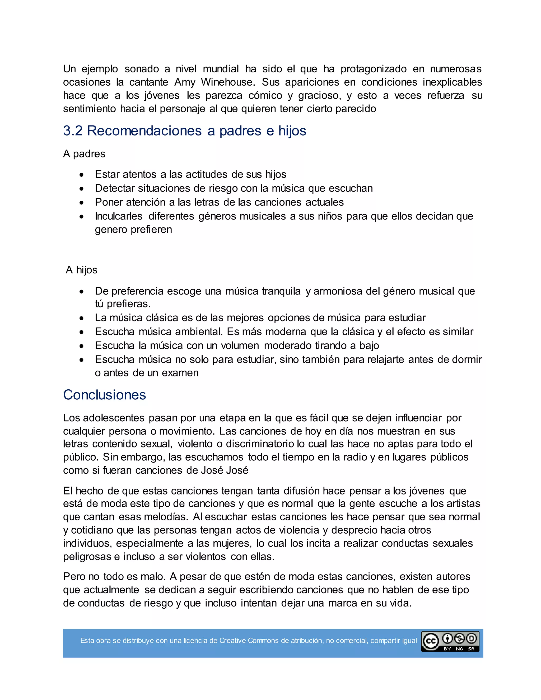 Como inflyuye la musica en los jovenes | DOCX