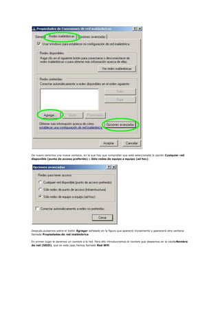 Como montar una red inalambrica ad hoc | DOCX