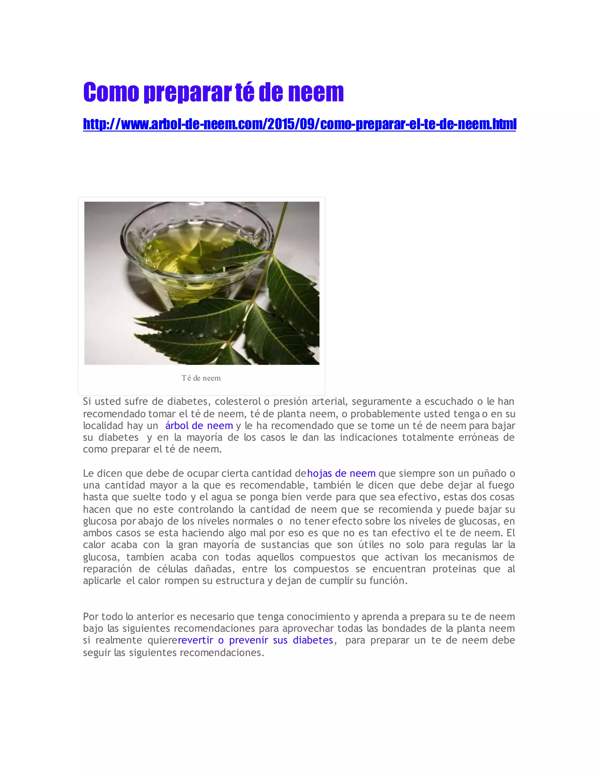 Como preparar té de neem | DOCX