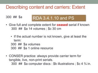 RDA ... and Serials: Bringing it all Together: RDA from Experience : COMO XXV | PPTX | Science