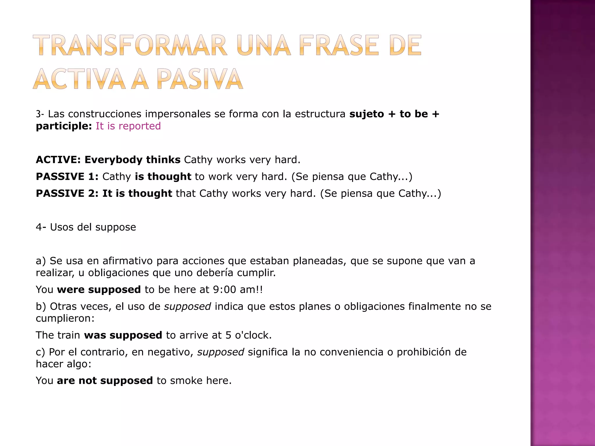 Como se forma la pasiva en inglés | PPSX