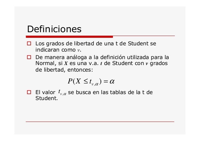 Como se utiliza la tabla t de student (formulas)