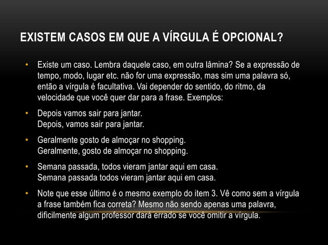 Como usar a vírgula. | PPT