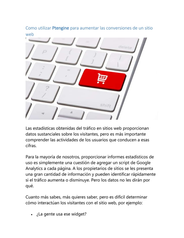 Como utilizar Ptengine para aumentar las conversiones de un sitio web | PDF