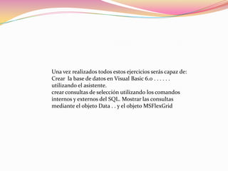 Como utilizar sql en visual basic 6 | PPTX