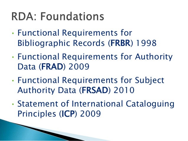 Foundations of RDA : Bringing it All Together: RDA from Experience