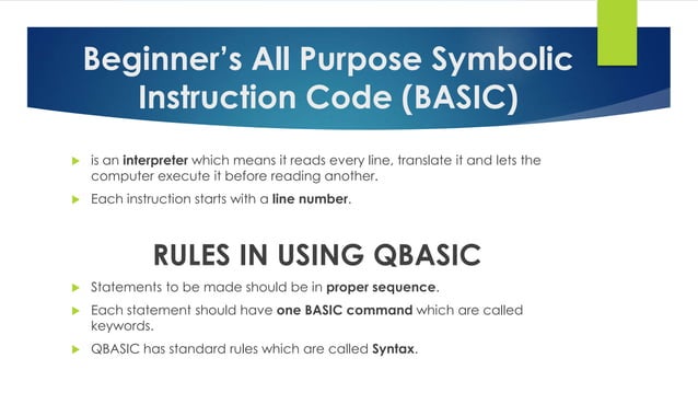 QBASIC: A Tool For Modern Programming | PPTX