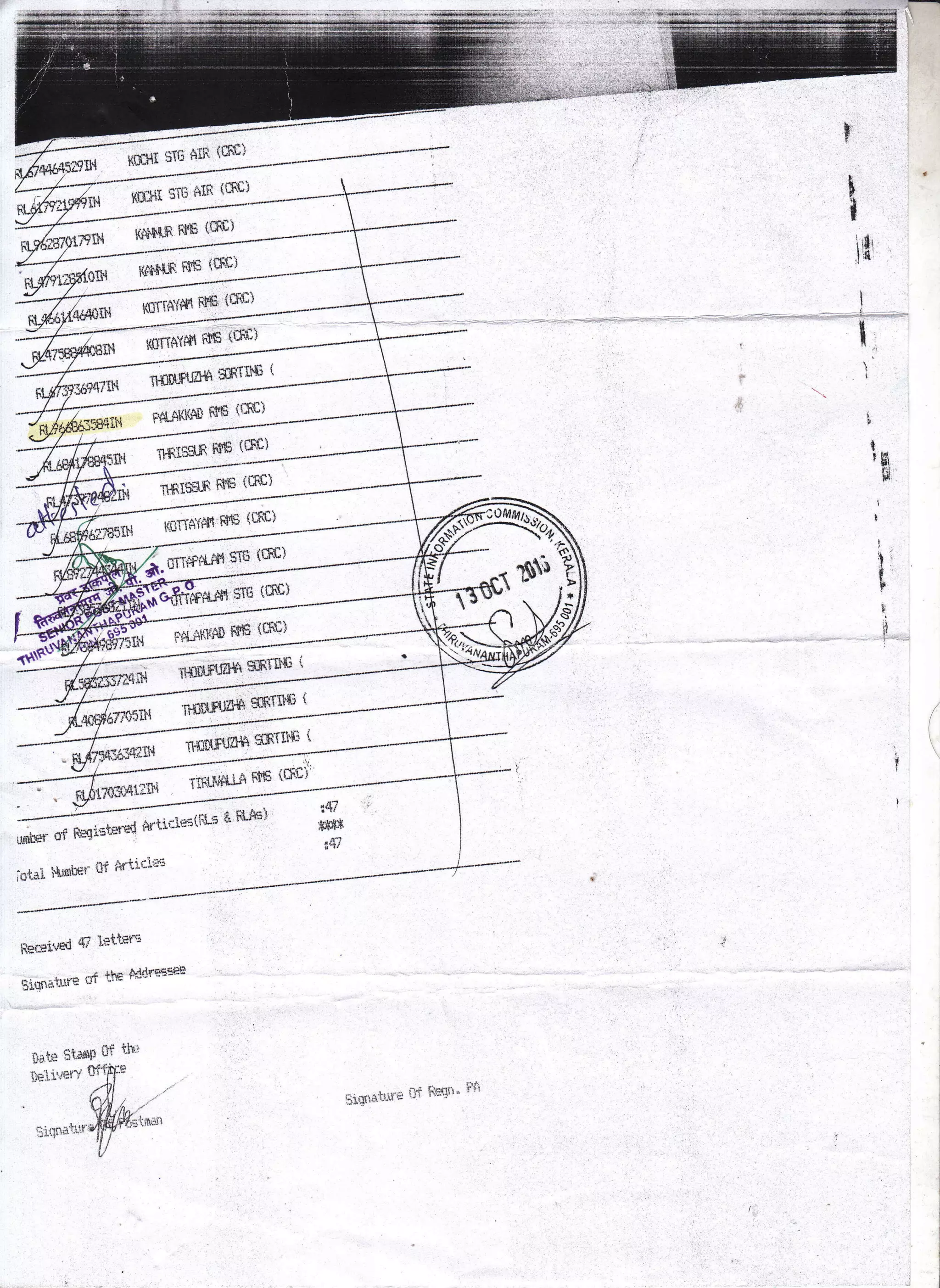 proof of delivery of registered/ad documents | PDF