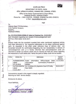 proof of delivery of registered/ad documents | PDF