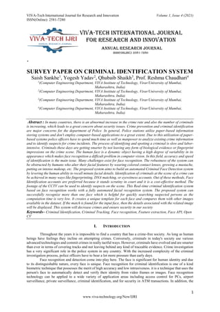 SURVEY PAPER ON CRIMINAL IDENTIFICATION SYSTEM | PDF