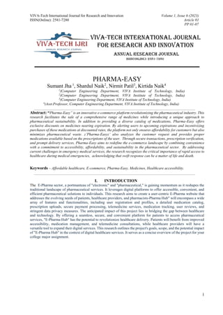 PHARMA-EASY in Medicines, Healthcare accessibility | PDF