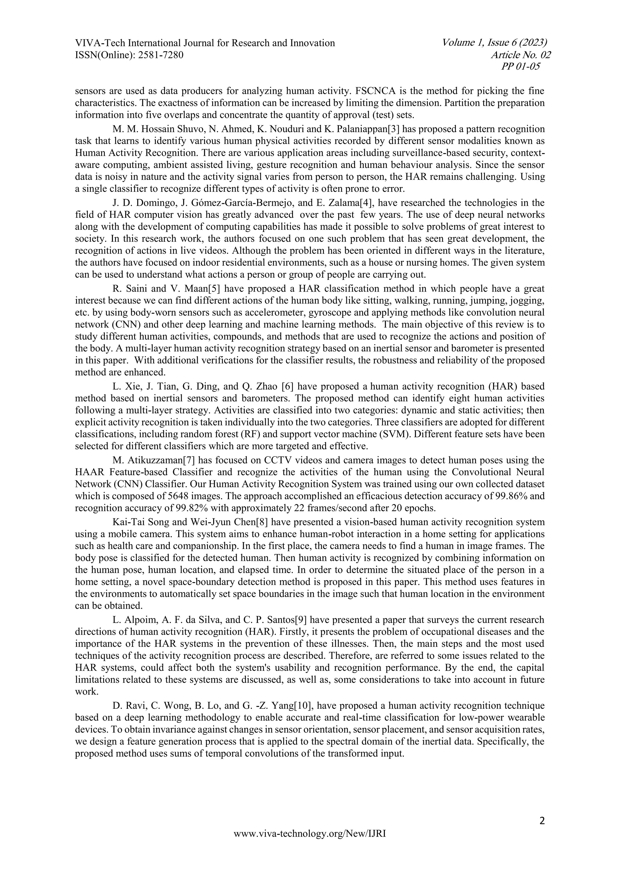 A Review on Human Activity Recognition System | PDF