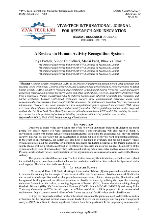 A Review on Human Activity Recognition System | PDF