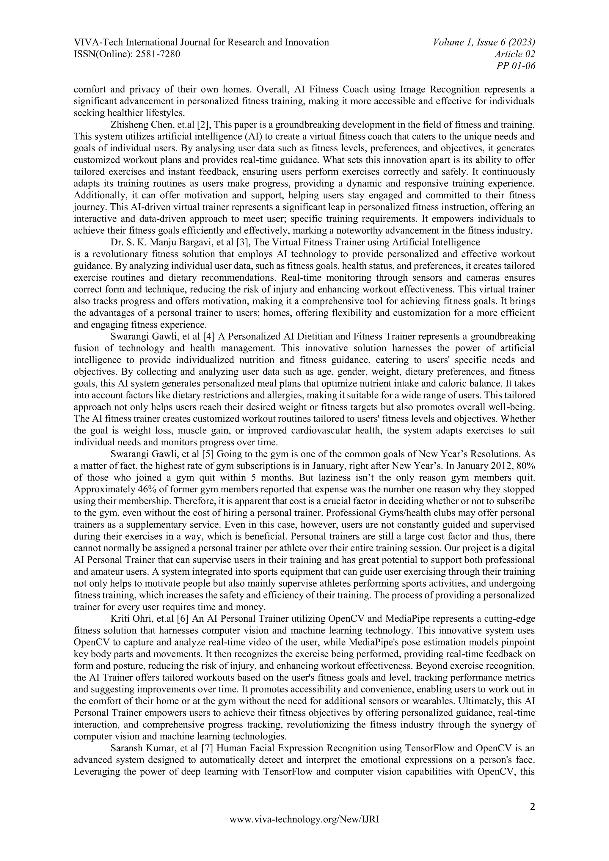 Review on AI Fitness Gym Trainer in Artificial intelligence technology, | PDF