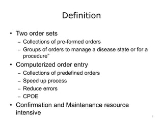 Building Order Sets | PPT