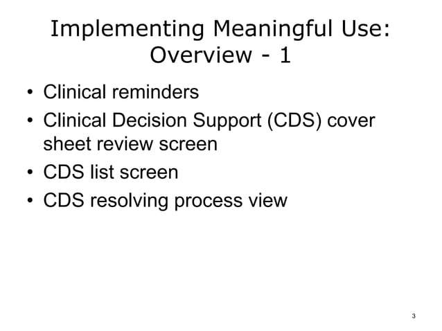 Meaningful Use and Implementation | PPT