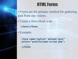 Tables and Forms in HTML | PPTX