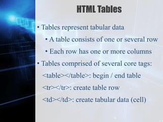 Tables and Forms in HTML | PPTX