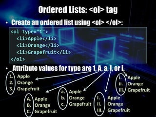 Images and Lists in HTML | PPTX