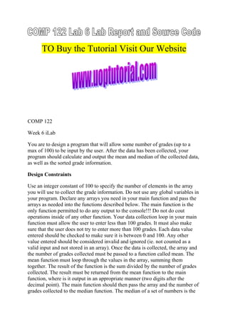 Comp 122 lab 6 lab report and source code | DOC