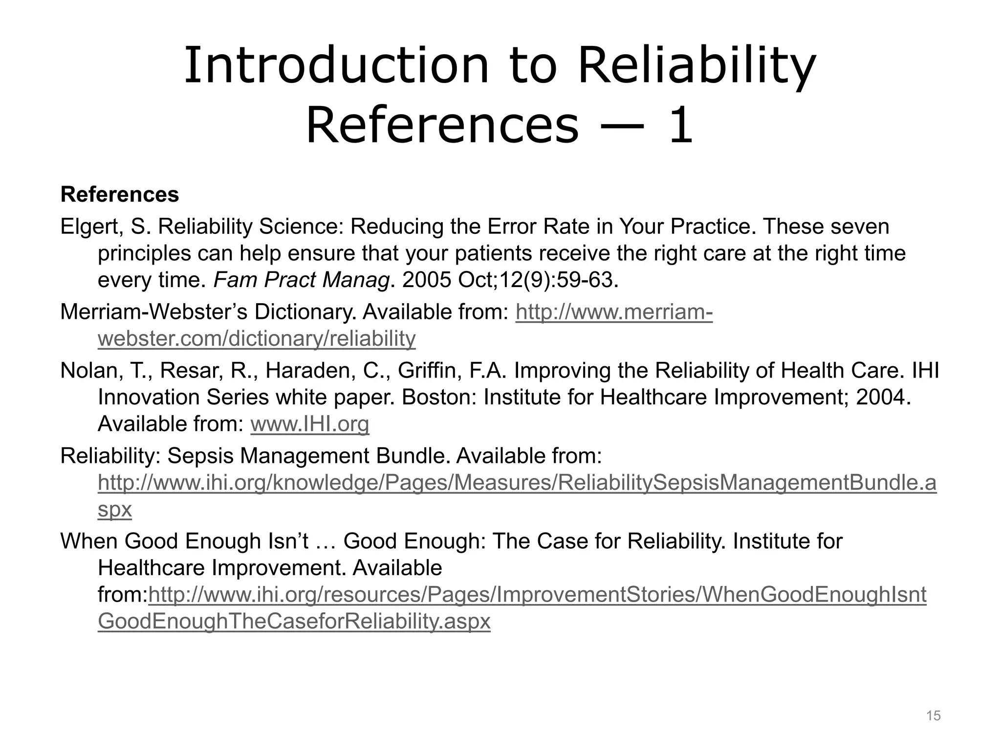 Introduction to Reliability | PPTX