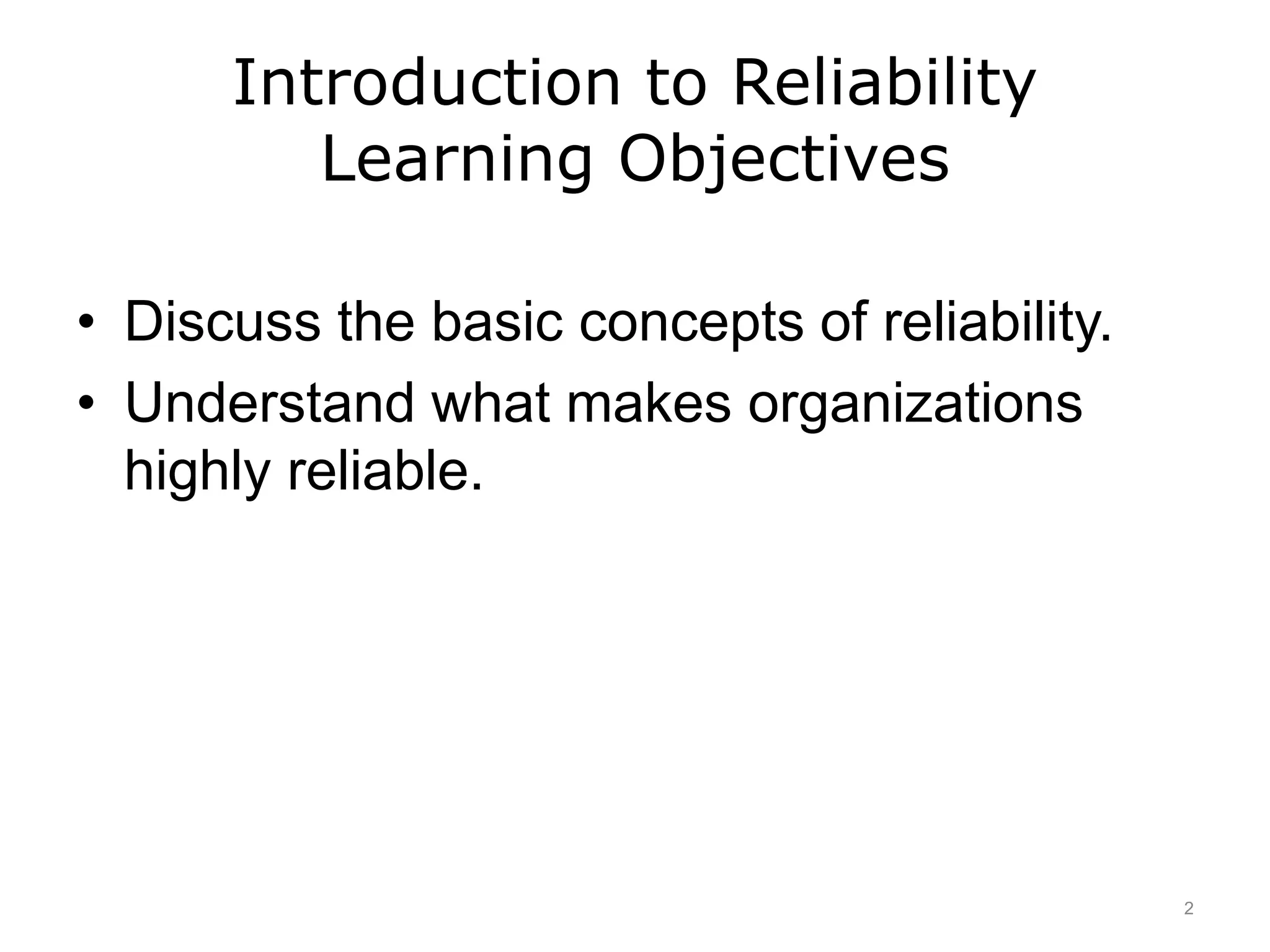 Introduction to Reliability | PPTX