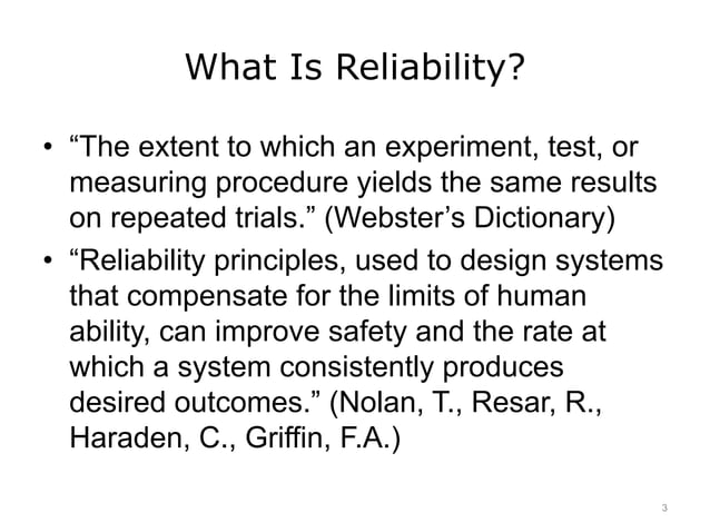 Introduction to Reliability | PPT