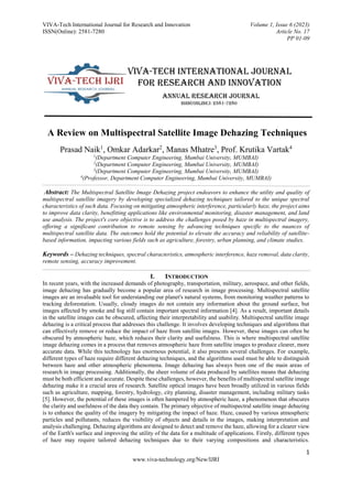 A Review on Multispectral Satellite Image Dehazing Techniques | PDF
