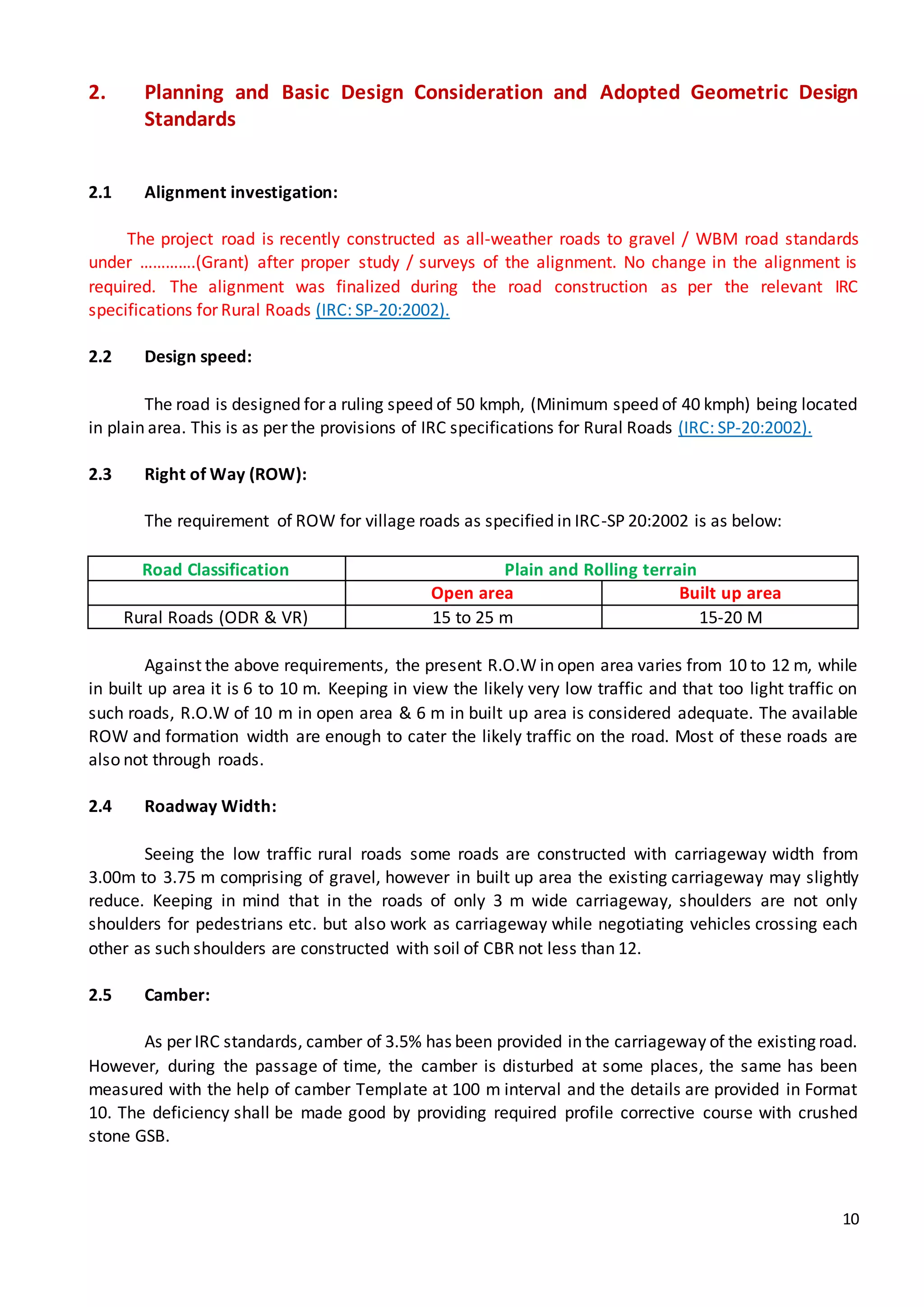 DPR Model Template for Rural Roads Upgradation in Andhra Pradesh | DOCX