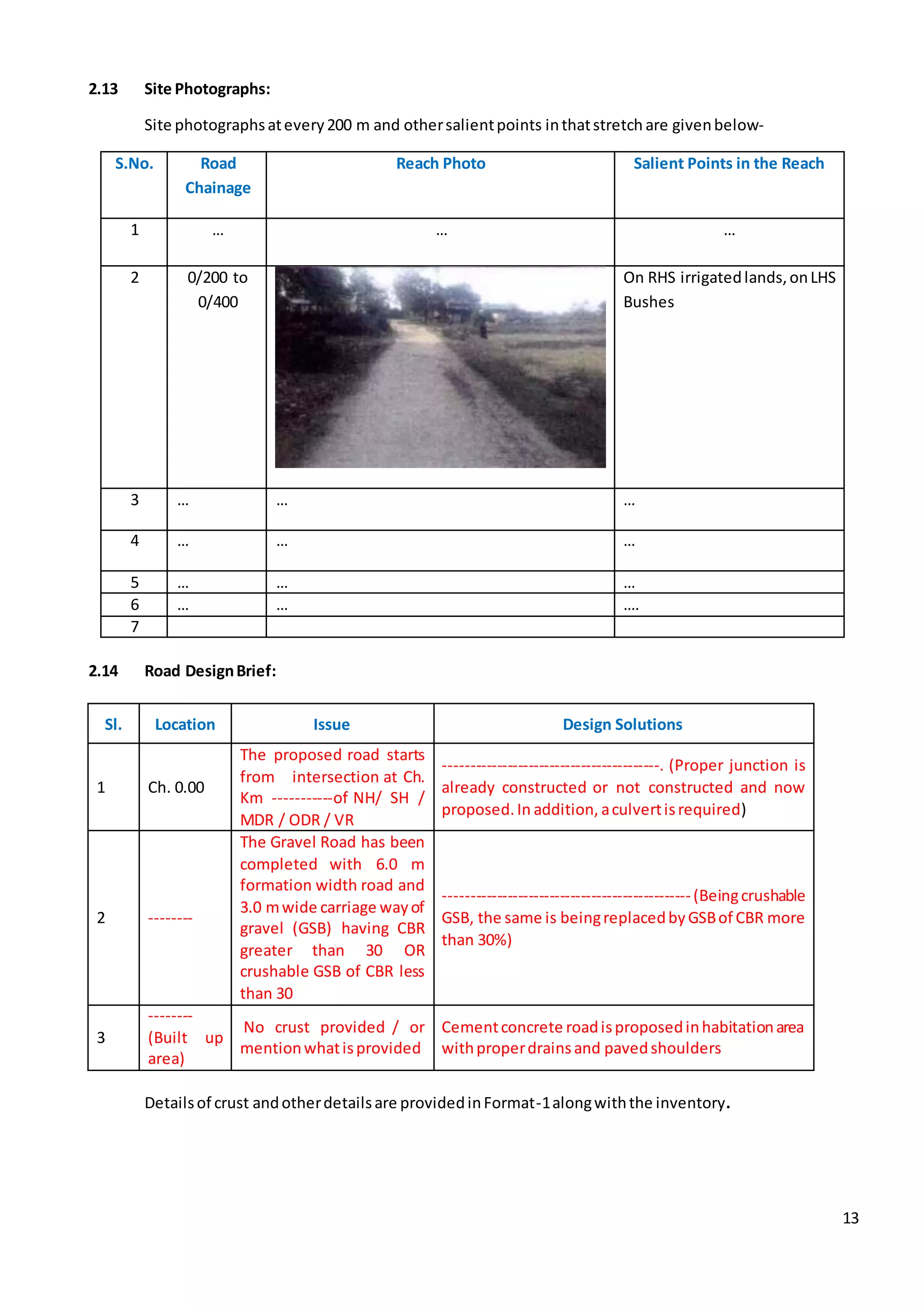 DPR Model Template for Rural Roads Upgradation in Andhra Pradesh | DOCX