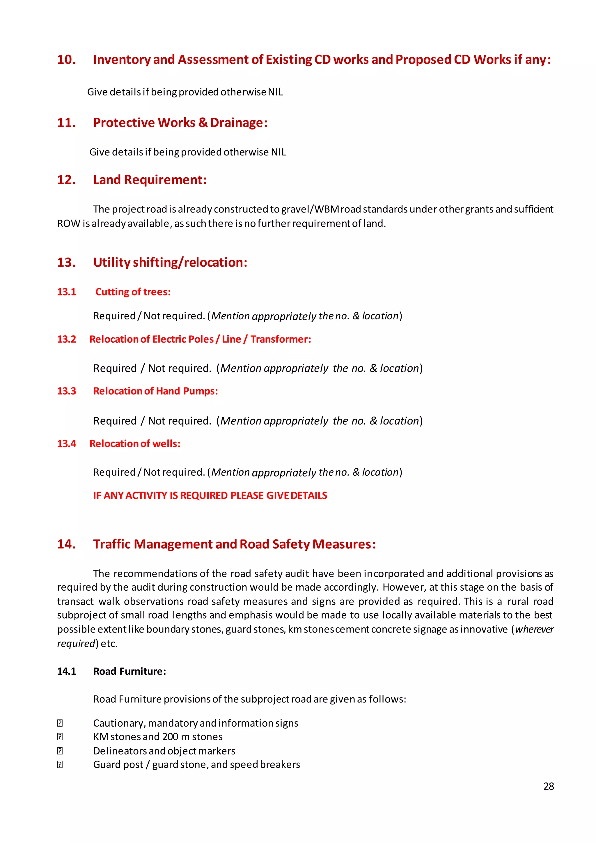 DPR Model Template for Rural Roads Upgradation in Andhra Pradesh | DOCX