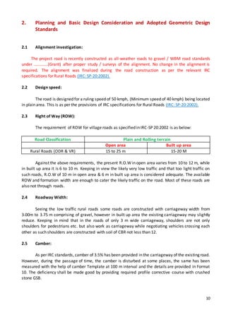 DPR Model Template for Rural Roads Upgradation in Andhra Pradesh | DOCX