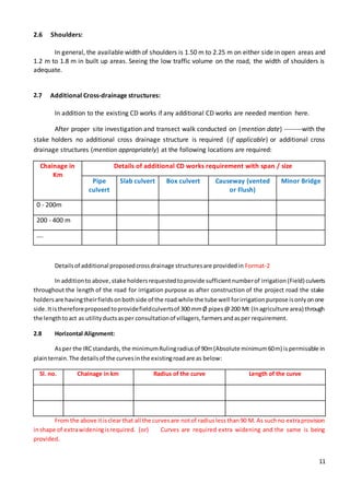 DPR Model Template for Rural Roads Upgradation in Andhra Pradesh | DOCX