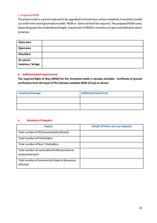 DPR Model Template for Rural Roads Upgradation in Andhra Pradesh | DOCX ...