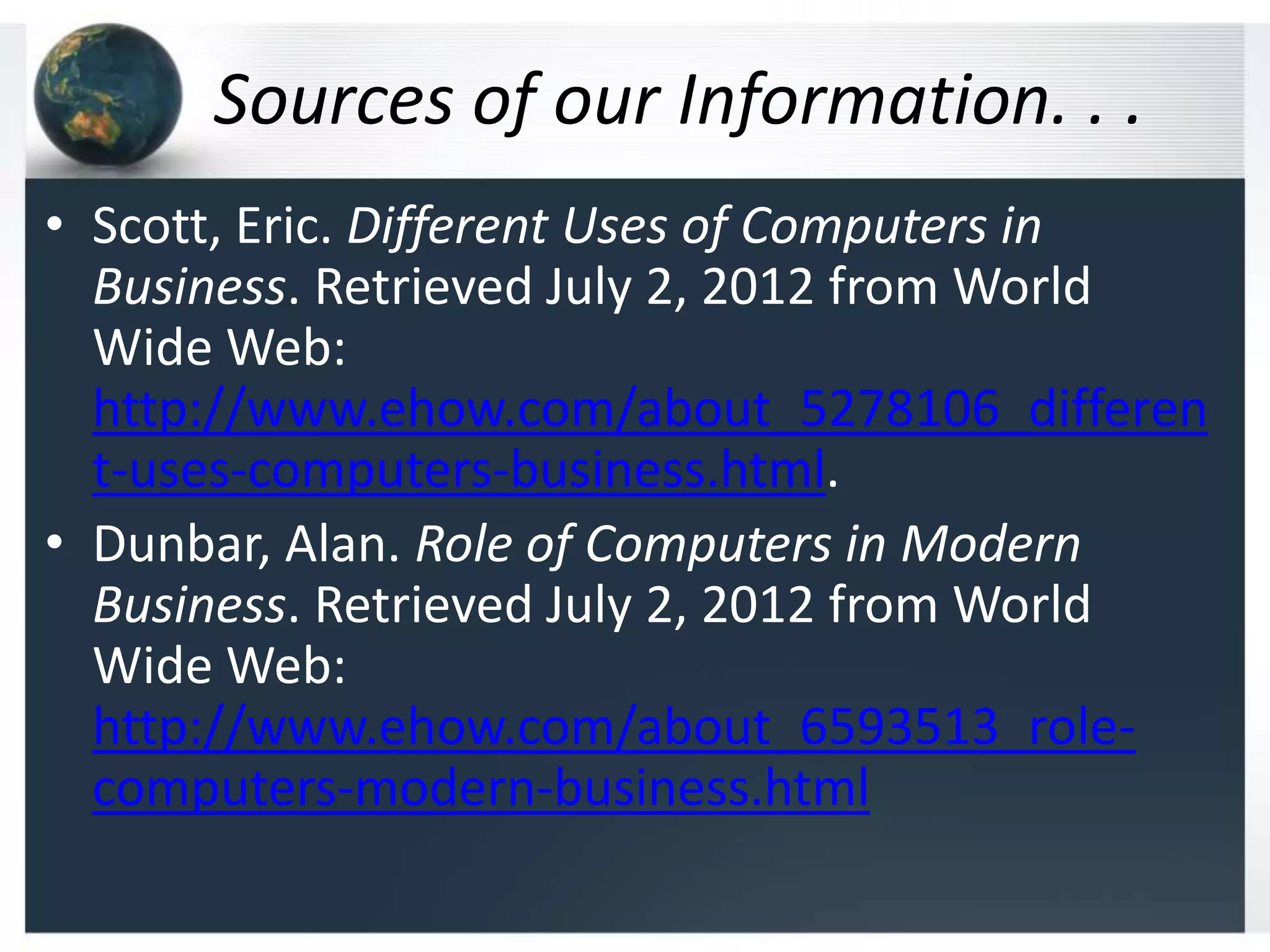 Uses of Computers in Business | PPTX