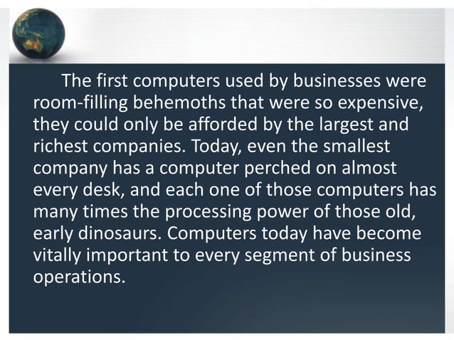 Uses of Computers in Business | PPTX | Business | Business and Finance
