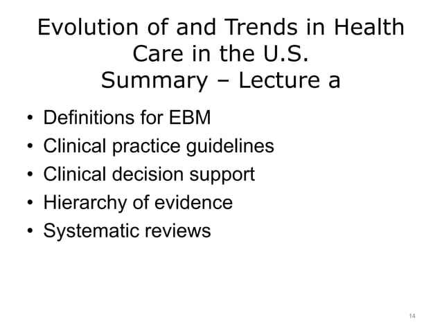 Evolution of and Trends in Health Care - Lecture A | PPT