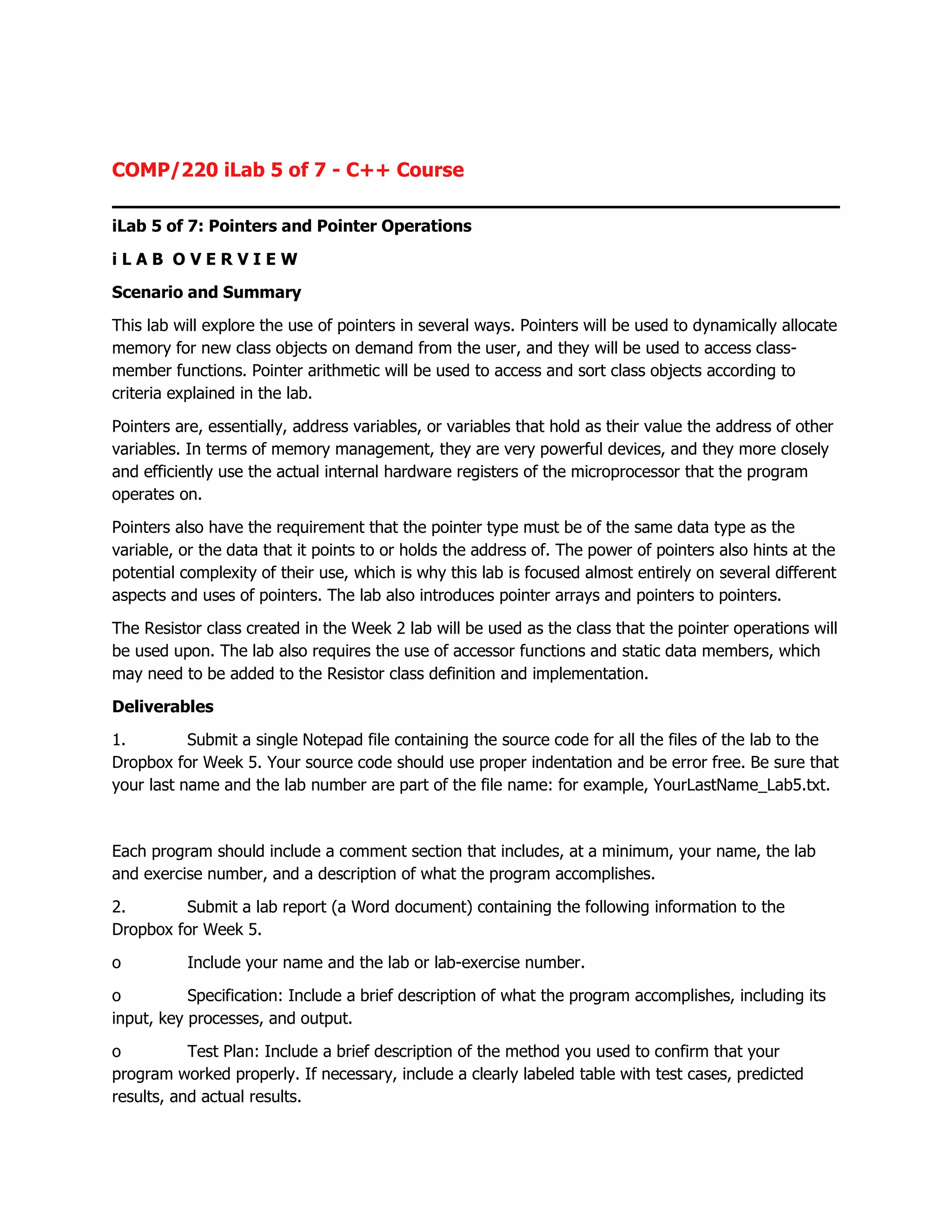 Comp 220 ilab 5 of 7 | DOCX