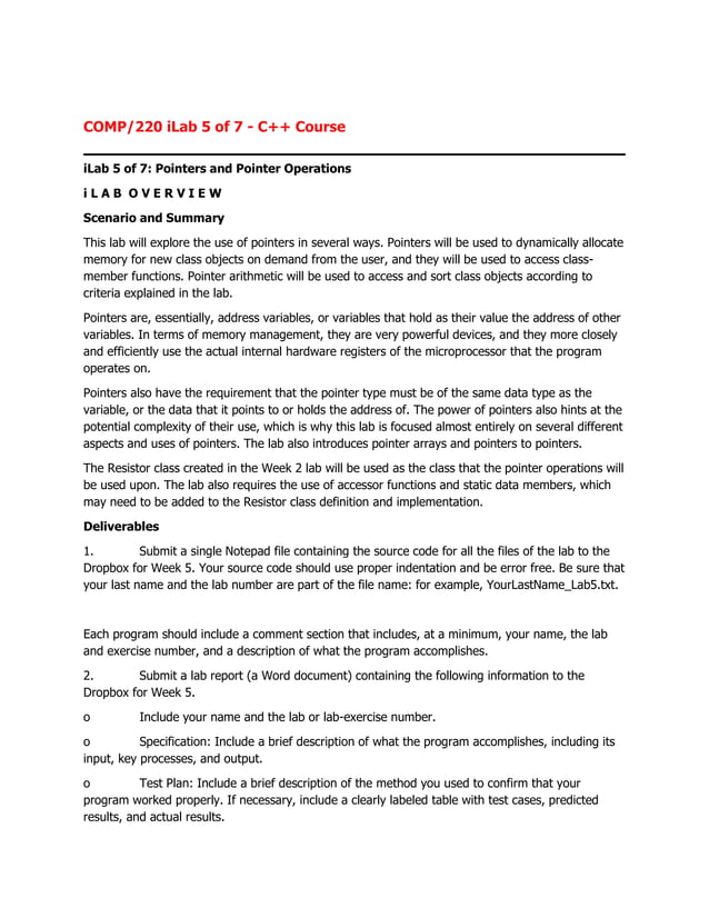 Comp 220 ilab 5 of 7 | DOCX