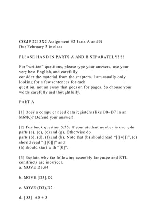COMP 2213X2 Assignment #2 Parts A and BDue February 3 in cla.docx