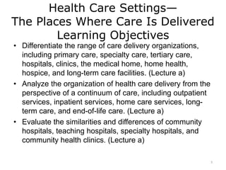 Health Care Settings—The Places Where Care Is Delivered_ lecture 2 ...